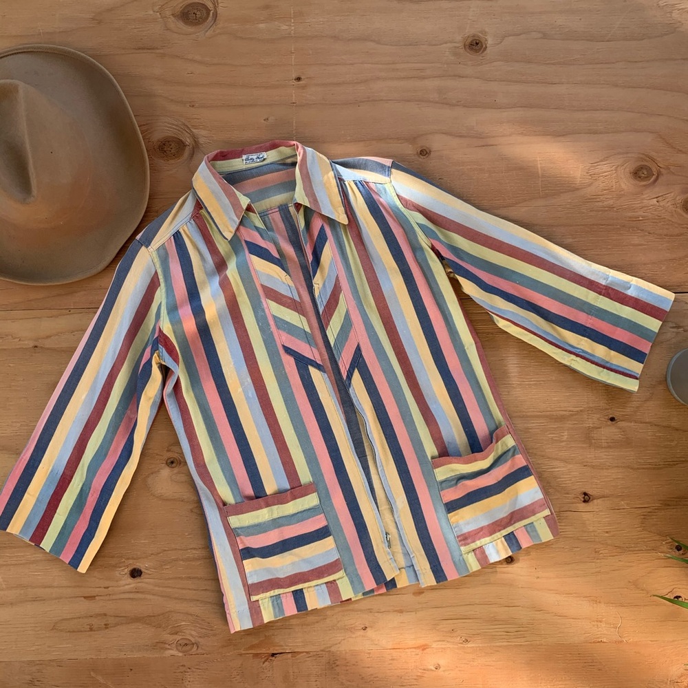 Rare Vintage 40s Striped Artist Chore Jacket - Gem